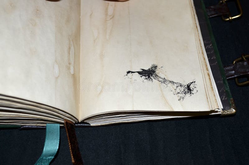 Handmade Ancient-looking Notebook with a Raven in a Lower Left Corner ...