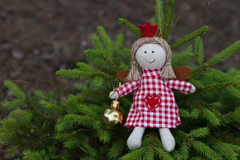 Handmade Angel Doll on the Tree Stock Photo - Image of ribbon, culture ...