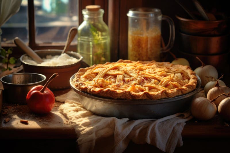 Handmade Apple Pie with a Lattice Crust Stock Photo - Image of kitchen ...