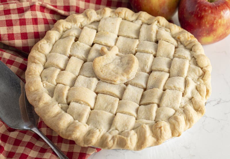 Handmade Apple Pie with a Lattice Crust Stock Photo - Image of slice ...