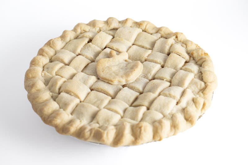 Handmade Apple Pie with a Lattice Crust Isolated on a White Background ...