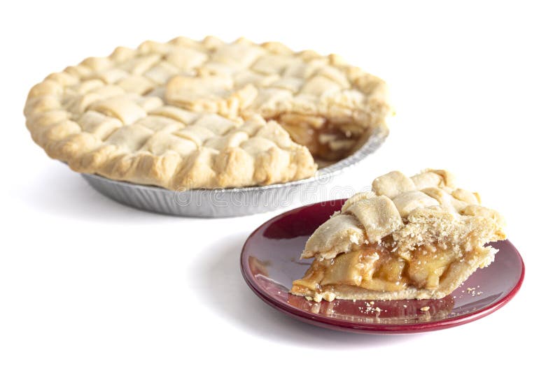 Handmade Apple Pie with a Lattice Crust Isolated on a White Background ...