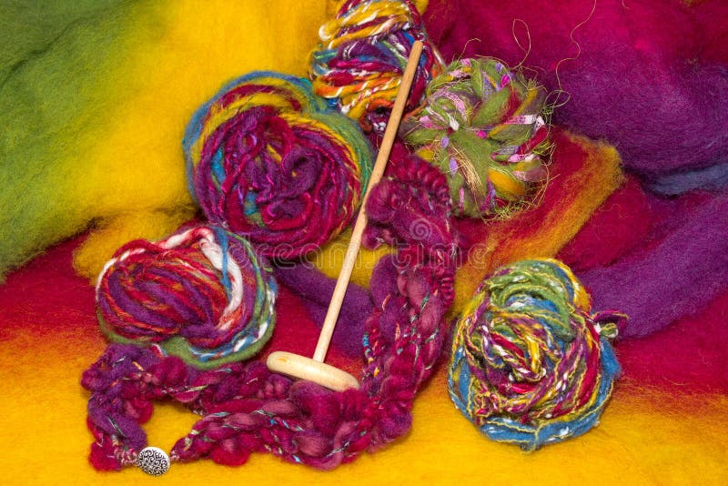 Handmade art yarns stock image. Image of spindle, colourfoll - 57556835