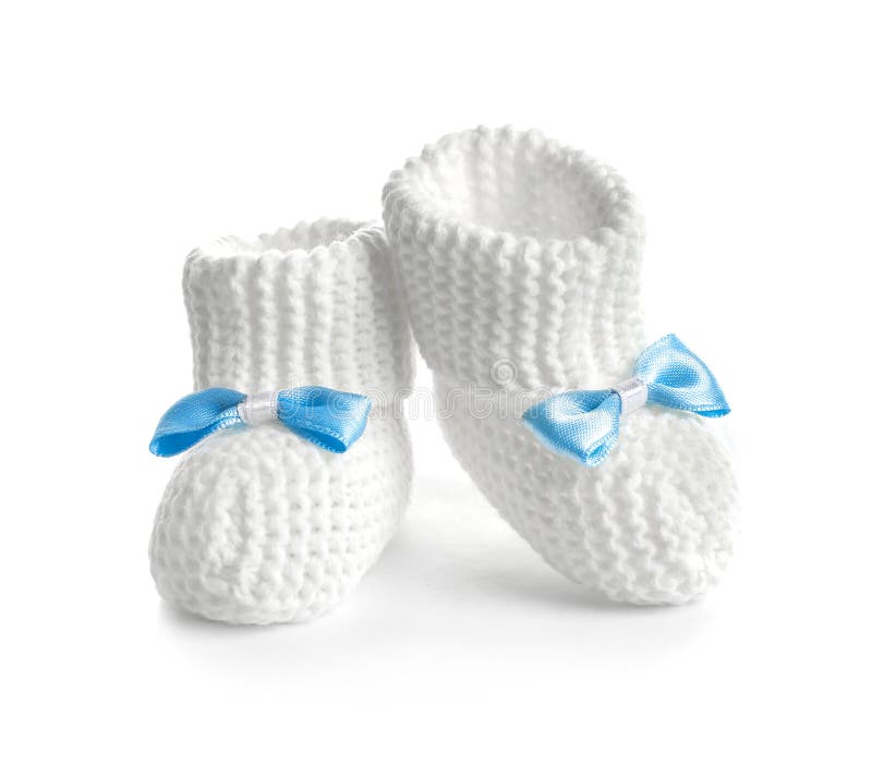 Handmade Baby Booties with Bows Stock Image - Image of fashion, craft ...