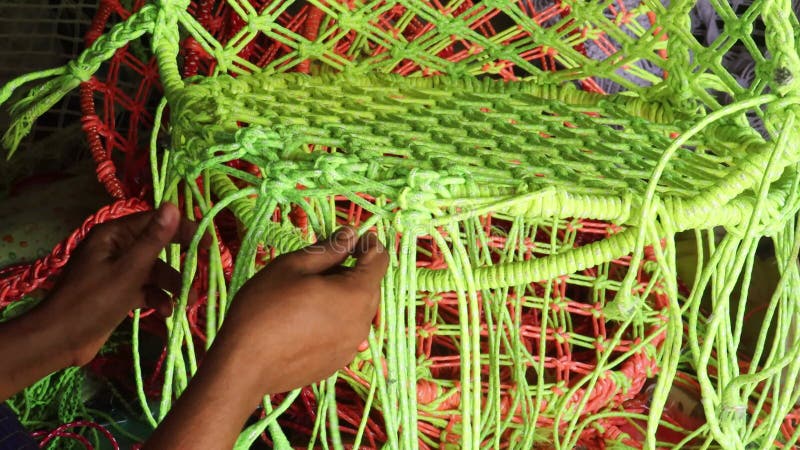 Handmade Baby Rope Cradle-making Video. Baby Cradle Close Up. Stock ...