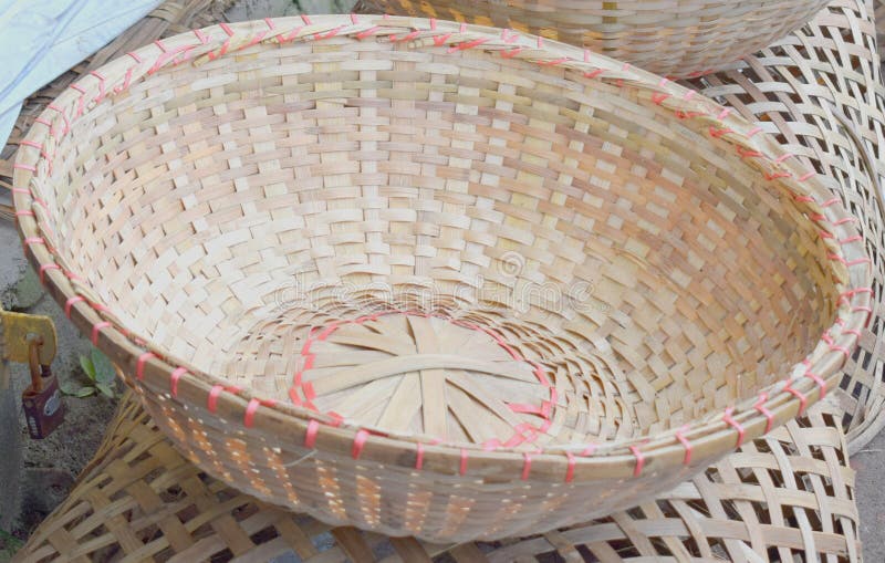 Handmade Bamboo Basket at Asian Market Stock Image - Image of travel ...