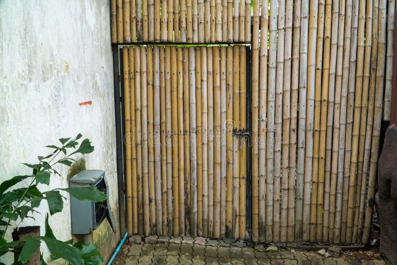 A Handmade Bamboo Door on Bamboo Wall Stock Photo - Image of plant ...