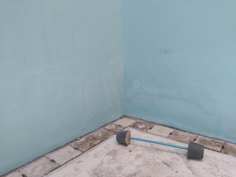 Handmade Barbell Near Blue Wall Stock Image - Image of blue, wall ...