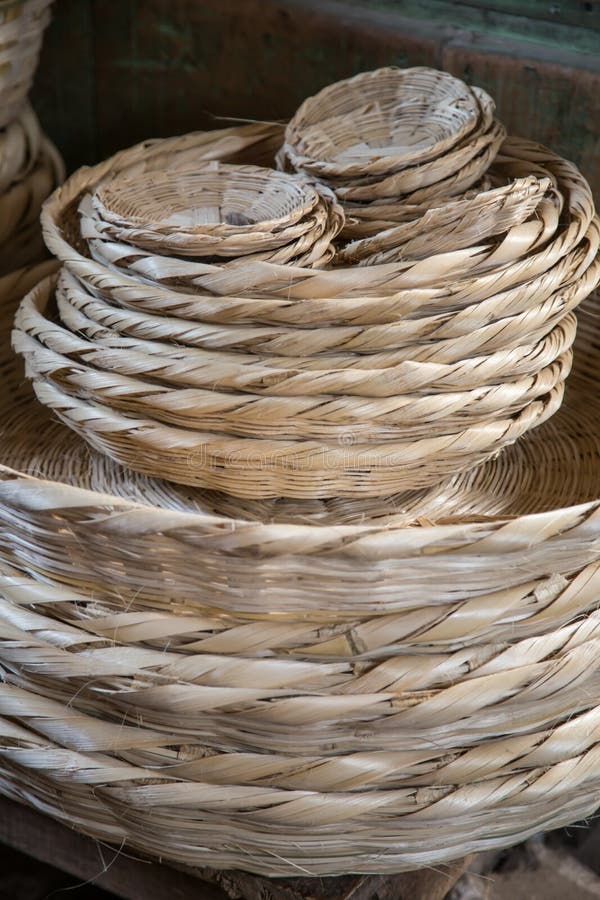 Handmade Basket Group in Detail Stock Image - Image of colorful, brown ...