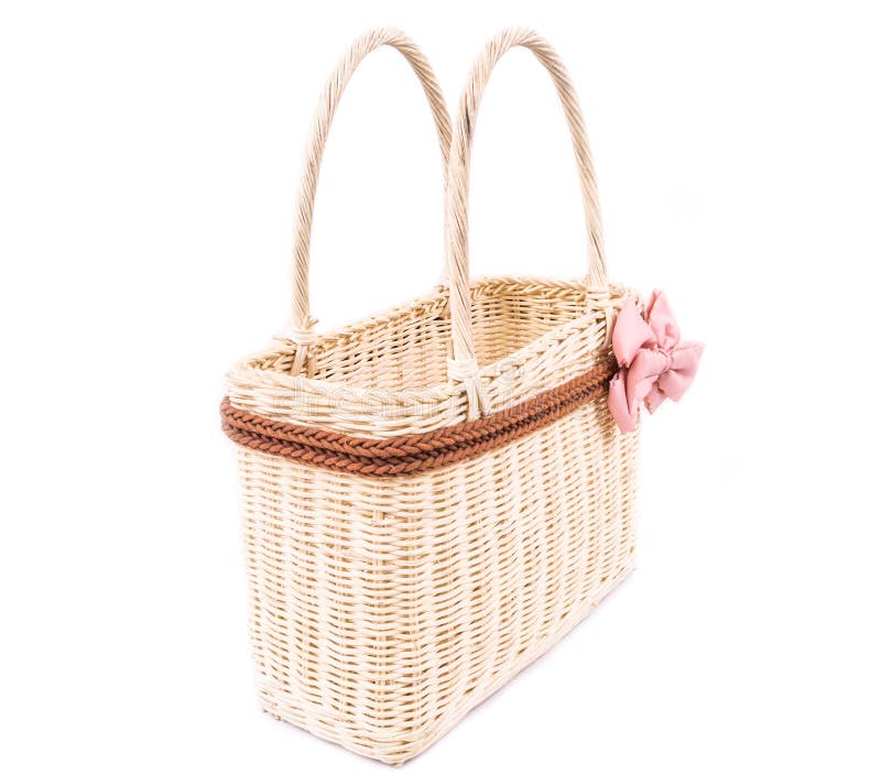 Handmade Basket Isolated on a White Background Stock Image - Image of ...