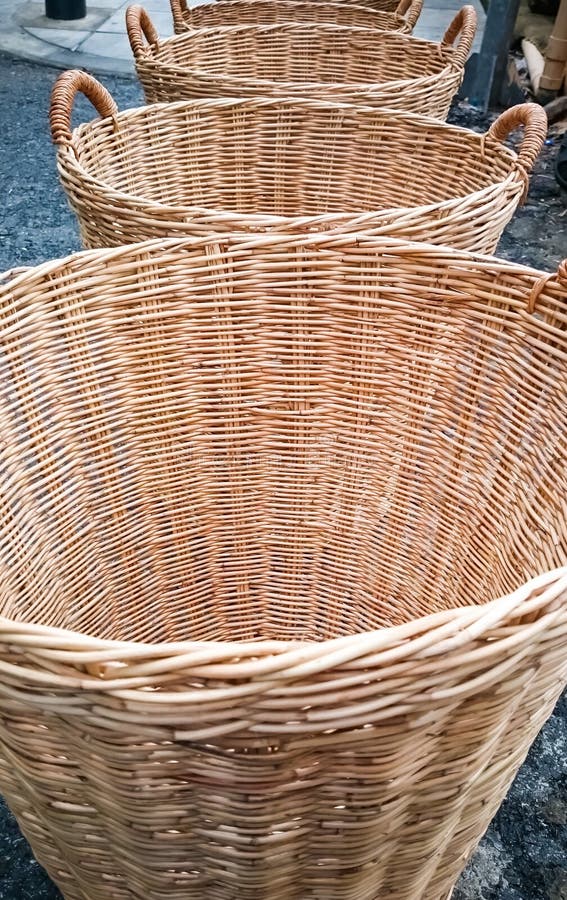 Handmade Basket Made from Bamboo Stock Image - Image of organic, brown ...