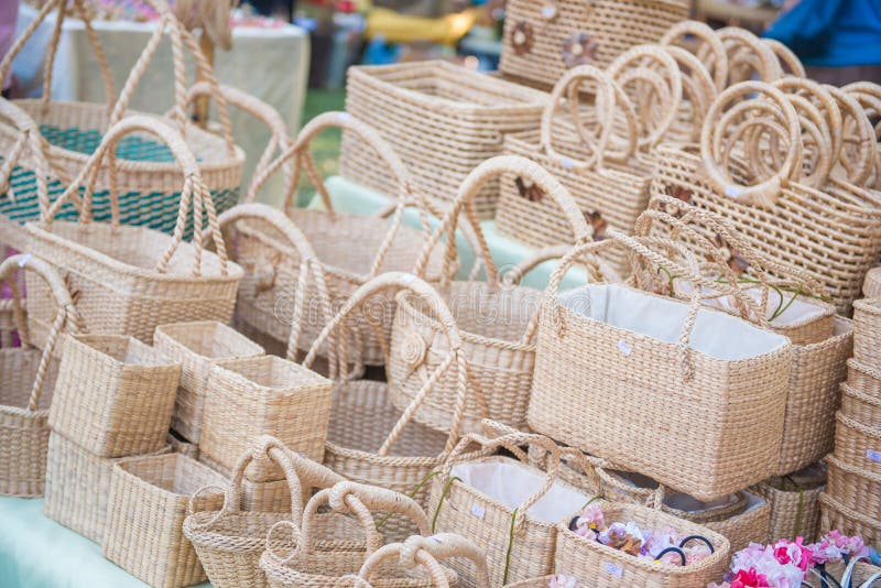 Two Baskets Made of Straw, Rattan, Cane. Beautiful Handmade Woven ...
