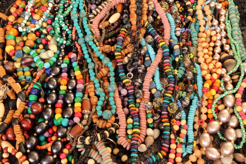 Handmade beaded necklaces stock image. Image of close - 171665493