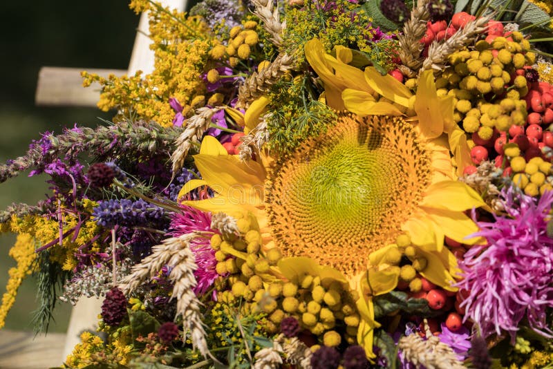 Handmade Beautiful Bouquets from Flowers and Herbs. Stock Photo - Image ...