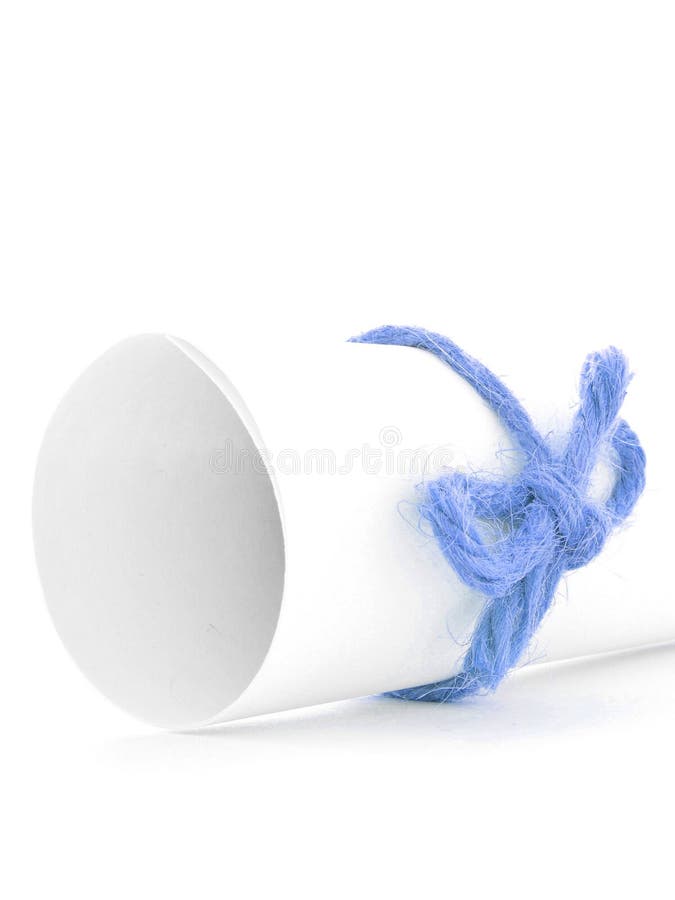Handmade Blue Rope Bow Tied on White Paper Package Isolated Stock Photo ...