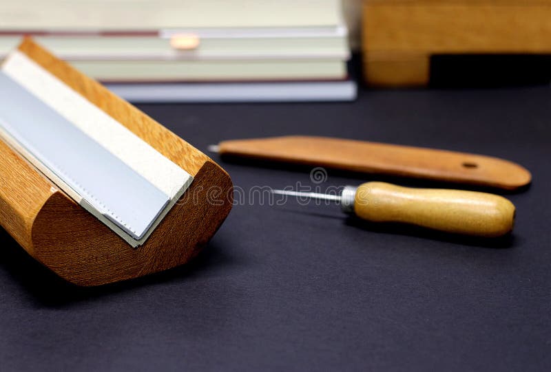 The handmade book stock image. Image of tools, bookbinding - 141800255