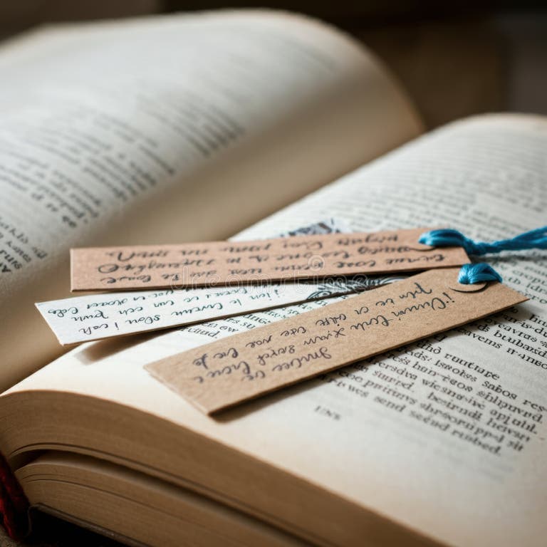Handmade Book Page Bookmarks with Quotes. AI-Generated Stock ...