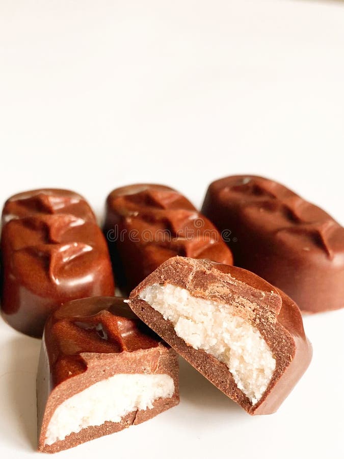 Handmade Bounty Snickers Chocolate on White Stock Photo - Image of ...