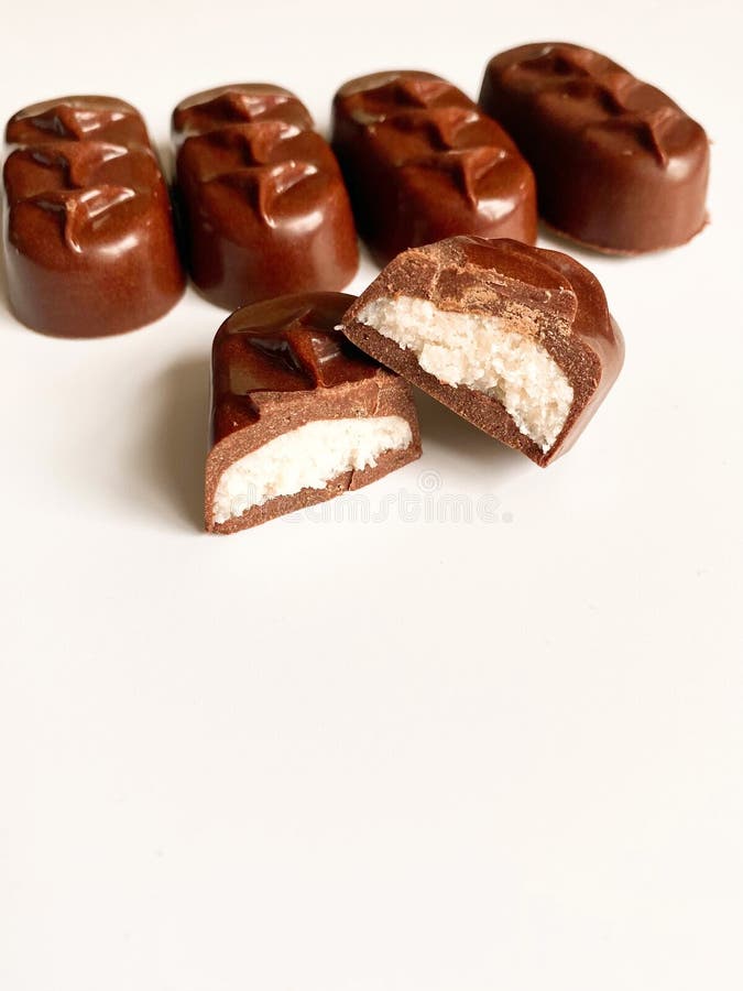 Handmade Bounty Snickers Chocolate on White Stock Image - Image of ...