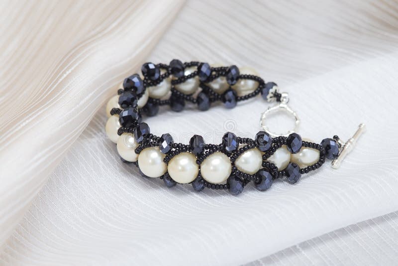 Handmade Bracelet with Large Pearls Stock Image - Image of ...