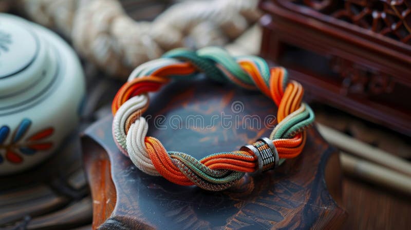 Handmade Bracelet Made with Colorful Ropes Stock Image - Image of ...