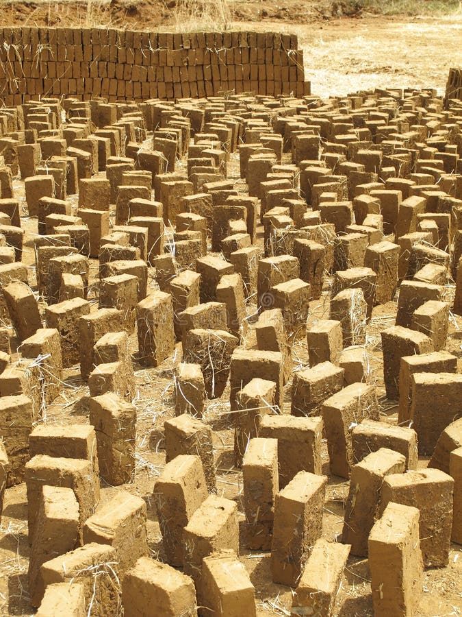 Handmade Bricks, with Mud Baked in the Sun Stock Photo - Image of third ...