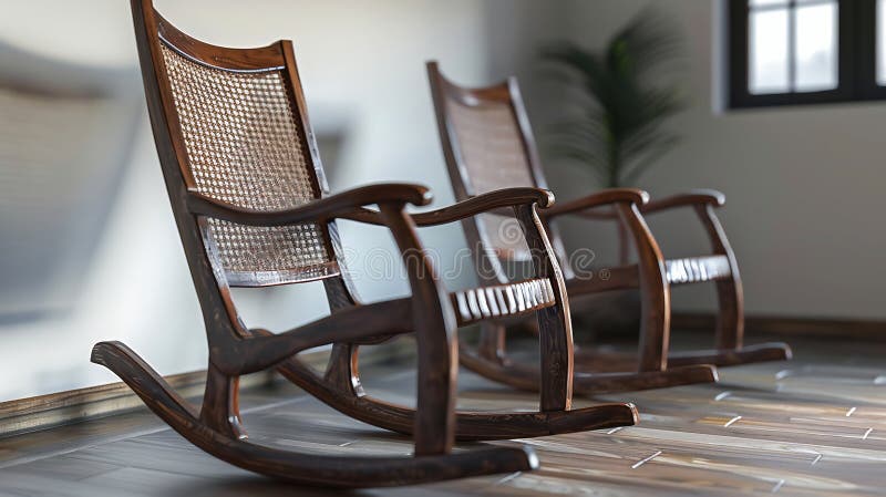 Handmade Rocking Chairs Standing Indoor at the Room Stock Image - Image ...