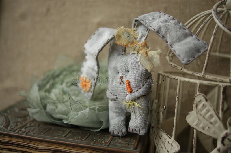 Handmade Bunny Rabbit, Easter Decor, Gray Rabbit Stock Photo - Image of ...