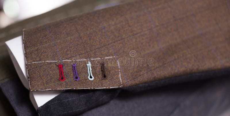 Handmade Buttonholes Male Jacket Stock Photo - Image of dressmaker ...