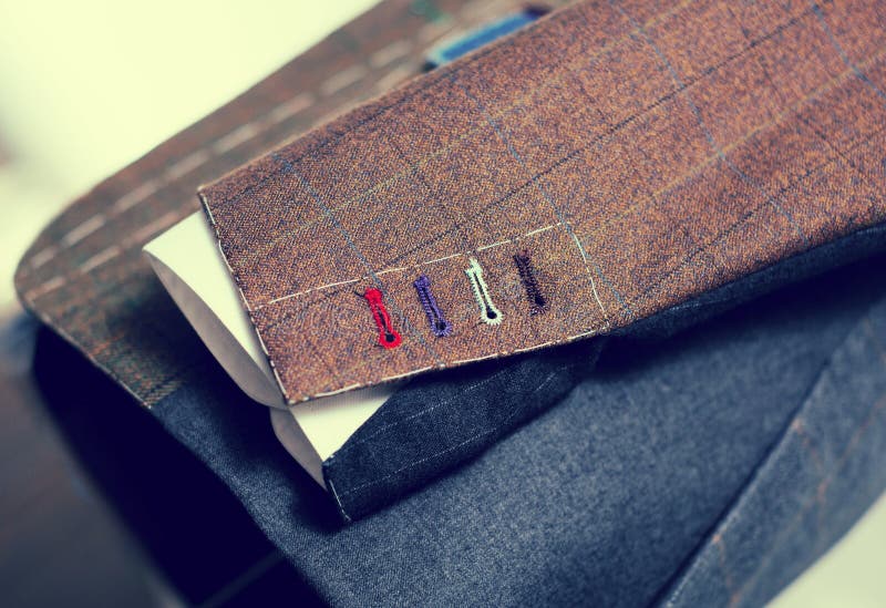 Handmade Buttonholes Male Jacket Stock Image - Image of fabric ...