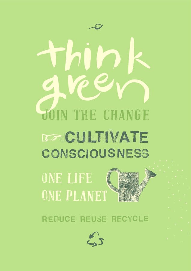 Think green calligraphy stock vector. Illustration of natural - 30067386