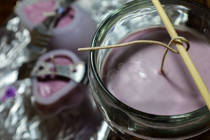 Glass Container DIY Candle Making Process Stock Photo - Image of ...