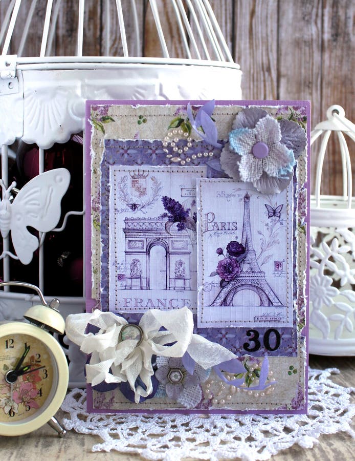 Handmade card stock image. Image of handmade, eiffel - 37164735