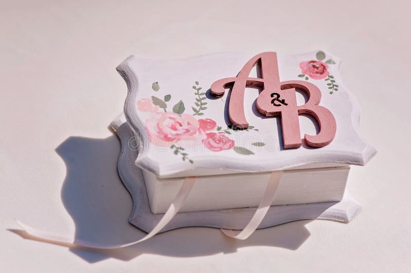 The Handmade Casket with Marriage Couple`s Monogram Stock Photo - Image ...