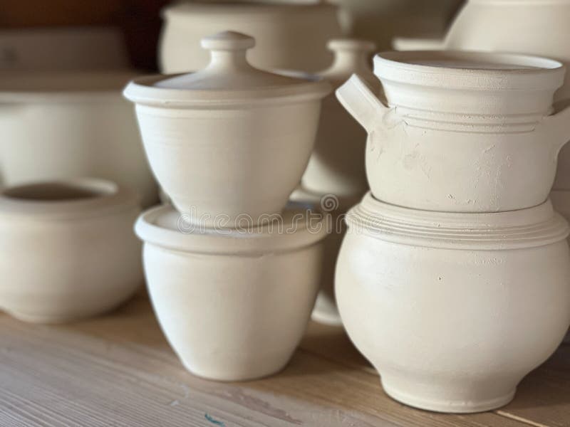 Handmade Ceramic Craft Pottery in Pottery Workshop. Stock Photo - Image ...