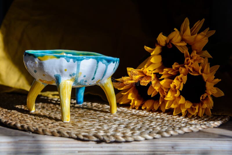 Handmade Ceramic Craft Ware. Bowl Stock Photo - Image of interior ...