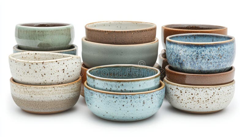 Handmade Ceramic Tableware, Including Pottery Bowls, Isolated on a ...