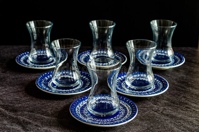 Handmade Ceramic Turkish Tea Cups / Glasses with Traditional Pattern ...