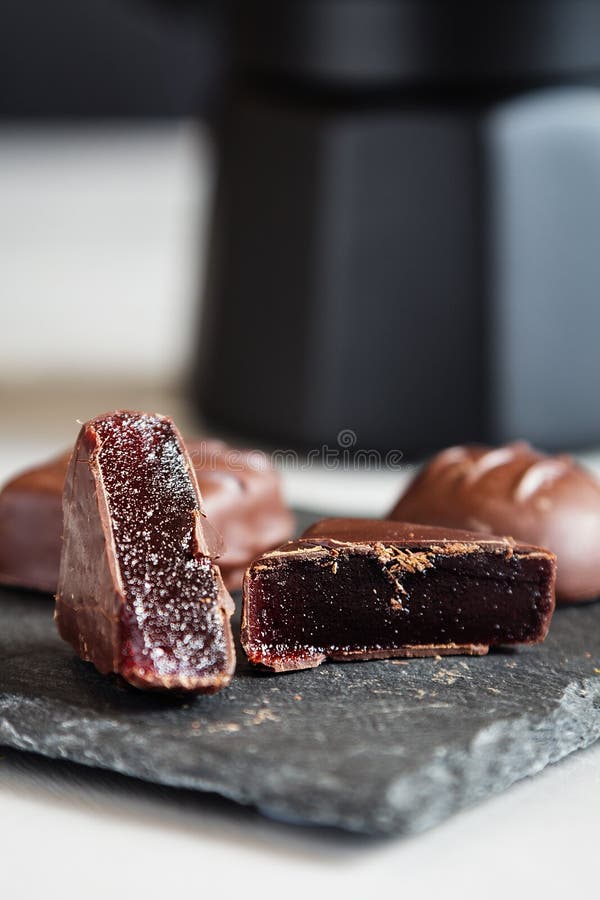 Handmade Chocolate Candy with Fruit Jelly Stock Image - Image of ...