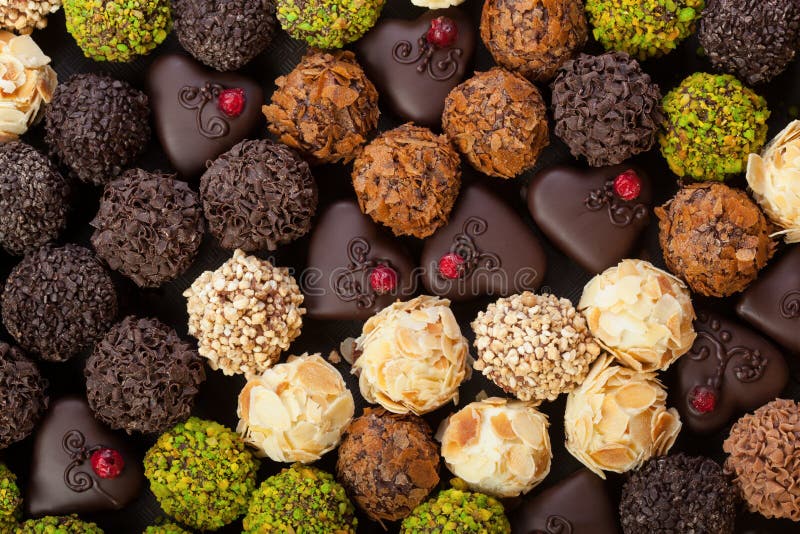 Box of Different Luxury Handmade Chocolates Stock Photo - Image of ...