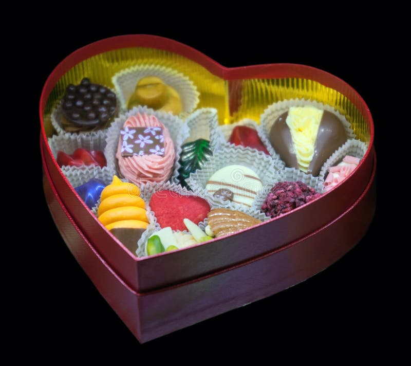 Handmade Chocolates in Box in the Form of Heart Stock Image - Image of ...