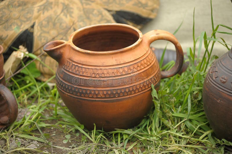 Handmade clay pots stock image. Image of clay, asia, jars - 31696409