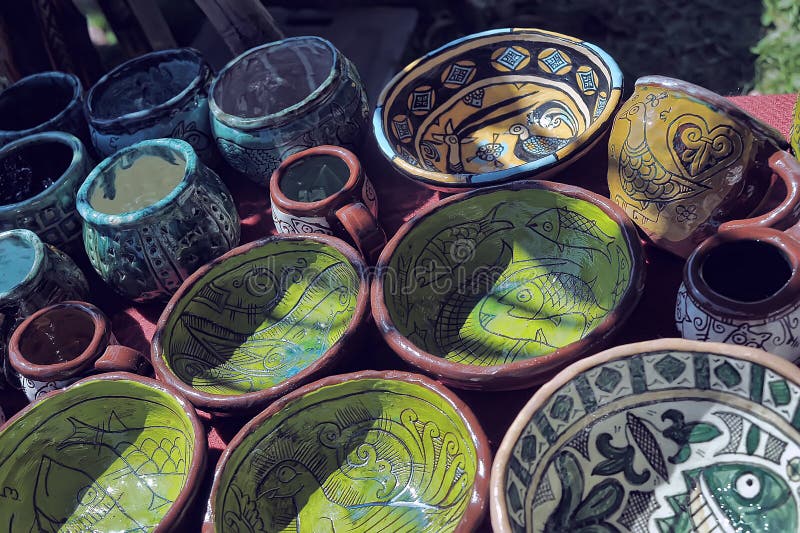 Handmade clay pots stock image. Image of potter, container - 43105765