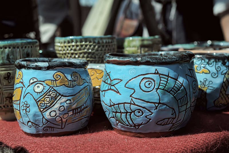 Handmade clay pots stock image. Image of medieval, dinner - 43106081