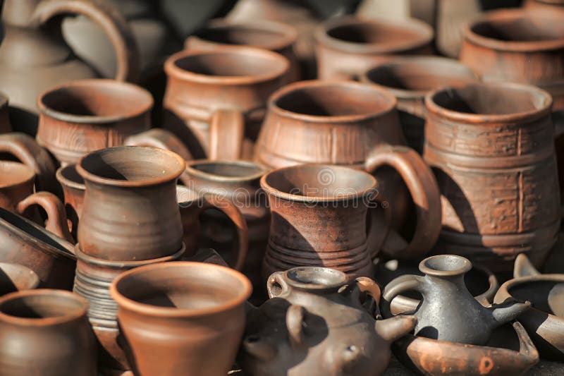 Handmade clay pots stock image. Image of dinner, market - 53203239