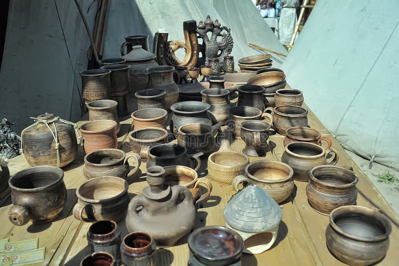 Handmade clay pots stock image. Image of market, ceramics - 31696039