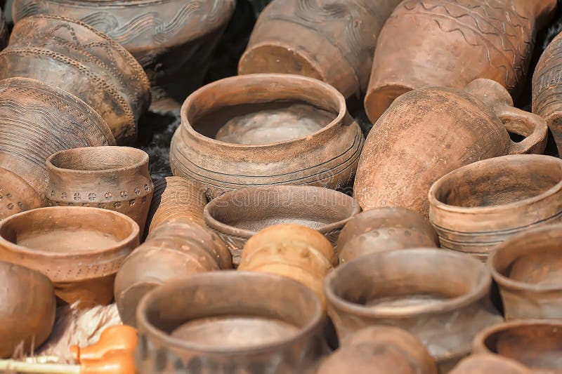 Handmade clay pots stock photo. Image of pattern, container - 53209208