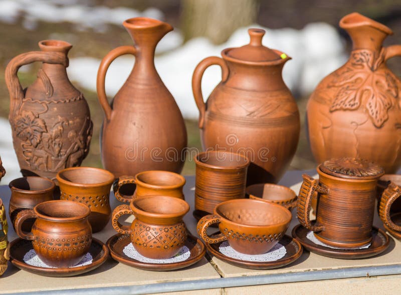 Handmade Clay Utensils, Pottery Stock Image - Image of background ...