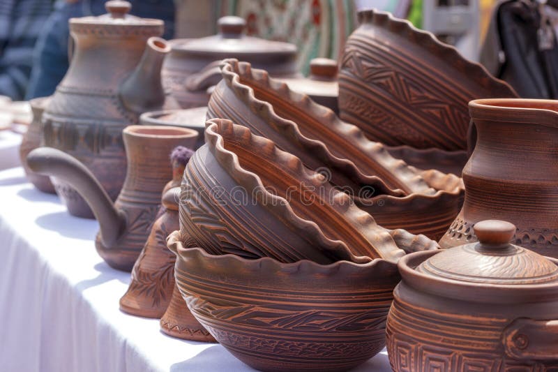 Handmade Clay Ware. Pottery Craft Ceramic.clay Tableware Stock Photo ...