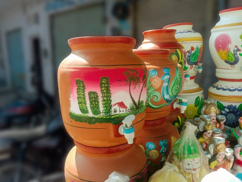 HANDMADE CLAY WATER POT and White BACKGROUND Stock Photo - Image of ...